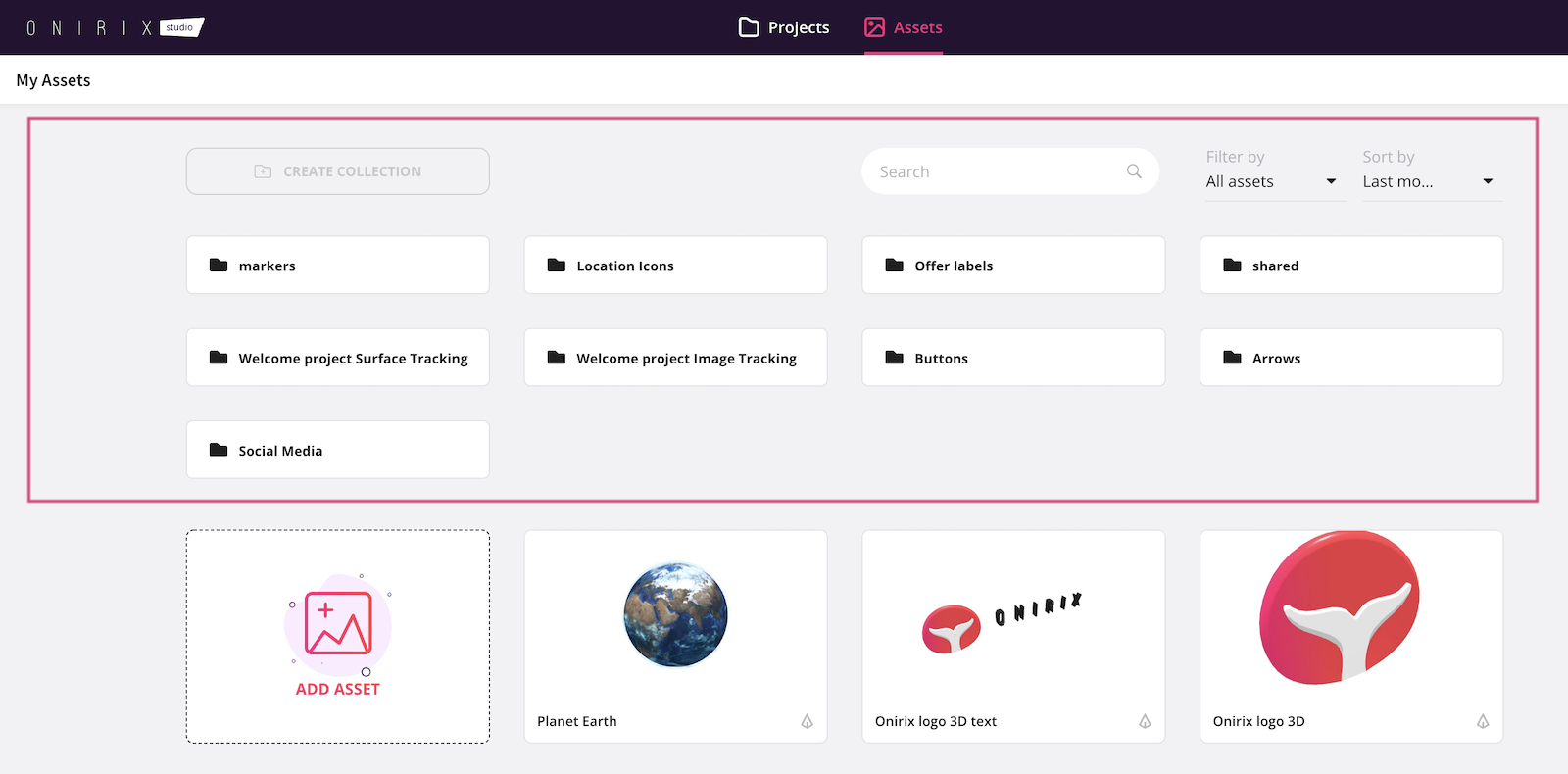 Assets | Onirix Documentation Portal
